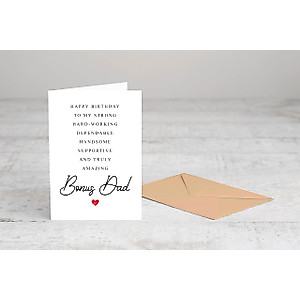 Bonus Dad Birthday Card Poem - Birthday Card For Bonus Dad - Amazing Gift Special For Bonus Dad Birthday - From Wife, Son, Daughter - Cute Birthday Card