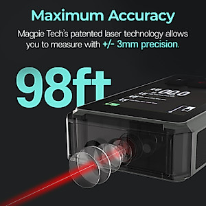 Compact Laser Measurement Tool, MAGPIE M-30+ 98ft/30m Small Laser Distance Meter, Rechargeable Laser Measure for Fast, Precise Results (‎Space Gray)
