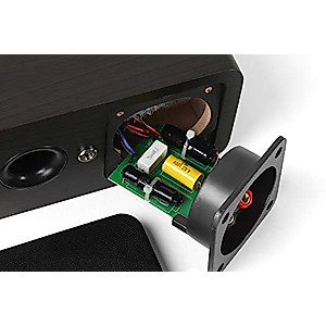 Micca OoO Slim Center Channel Speaker with 3-Inch Woofers and Silk Tweeter, Thin Design Under 4" Tall, for Desktop Stereo or Home Theater Surround Sound, Wall Mountable, Single, Dark Walnut