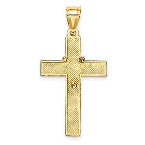 Solid 14k Yellow Gold Two Toned Cross Rosary Pendant Charm