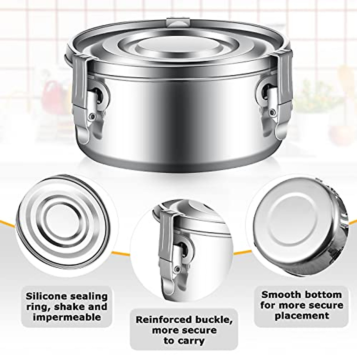 Zopeal 6 Pcs Stainless Steel Food Storage Containers with Lid Bento Lunch Boxes Reusable Metal Flat Canisters for Camping Trips Picnic Snacks Soups Salads Leftovers, 3 Sizes