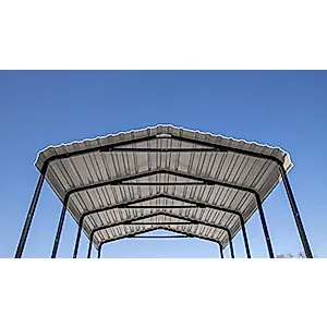 Arrow 14' x 20' x 14' 29-Gauge Metal RV Carport and Multi-Use Shelter for Large Vehicles- Eggshell