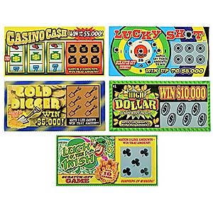 JA-RU Fake Lottery Ticket Scratch Tickets (5 Tickets / 1 Pack) Pranking Toys for Friend and Family Scratcher Jokes and Gag Winning Tickets Surprise. 1381-1A