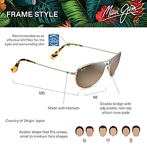 Maui Jim Men's and Women's Baby Beach Polarized Aviator Sunglasses, Gold/HCL® Bronze, Small
