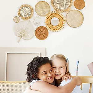 Wall Basket Decor Set of 10 - Hanging Woven Wall Baskets Decorative Seagrass - Farmhouse Wall Decor Kitchen Boho Handcrafted & Unique Wicker Wall Art Decor for Living Room, Dining Room, Bed Room