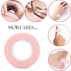 6 Rolls Eyelash Tape,Adhesive Fabric Eyelash Extension Tape,Breathable Micropore Fabric Tape for Eyelash Extension Supplies,9 m/10 yard Each Roll (Pink)