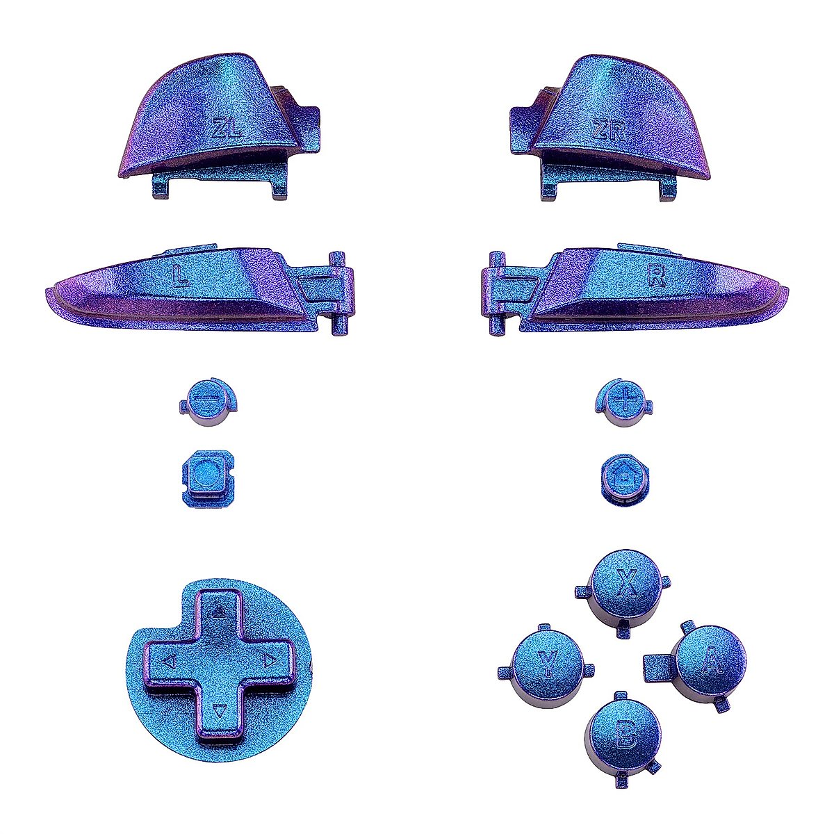 eXtremeRate Purple Blue Chameleon Repair ABXY D-pad ZR ZL L R Keys for Nintendo Switch Pro Controller, DIY Replacement Full Set Buttons with Tools for Nintendo Switch Pro - Controller NOT Included
