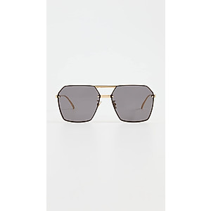 Bottega Veneta Oversized Geometric Aviators, Gold/Gold/Grey, One Size