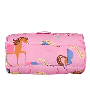 Wildkin Microfiber Nap Mat with Reusable Pillow for Boys and Girls, Perfect for Daycare and Preschool Toddler Sleeping Mat, Soft Cotton Blend Materials Nap Mat for Kids (Horses)