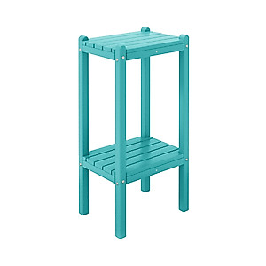 Costaelm Outdoor Side Table, 2-Tier Small Patio Coffee Tables for Outside, Outdoor End Tables for Patio, Adirondack Side Table for Outside, Outside Table for Pool, Porch, Garden, Turquoise
