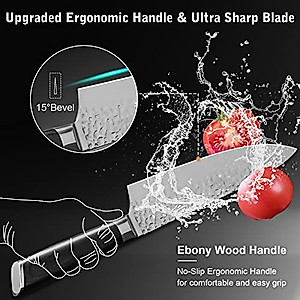 Kitchen Knife, Chef Knife Set - 8 Inch Chef Knife & 8 Inch Bread Knife & 5 Inch Paring Knife, German Stainless Steel Sharp Cooking Knife, Ergonomic Wooden Handle Knives Sets with Gift Box