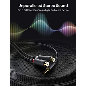 UGREEN 3.5mm Male to 2 RCA Female Jack Stereo Audio Cable Y Adapter Gold Plated Red and White to Headphone Cord Compatible with iPhone iPod iPad MP3 TV DVD Player DJ Controller Mixer Speaker, 0.8 Feet