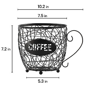 Coffee Pod Holder and K Cup Organizer, Large Capacity K Cup Holder for Counter, Holds 40 Coffee Pods Storage, K Cups Pod Holder for Coffee Bar Accessories, Black