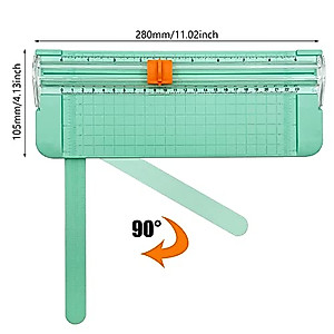 QYQRQF Paper Cutter, A4 Paper Trimmer with Security Safeguard & Side Ruler Portable Straight Edge Cutter for Scrapbooking Craft Paper, Photos, Label, Cardstock (Green)