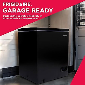 Frigidaire EFRF5003-BLACK Chest Deep Freezer-GARAGE-READY, 5.0 Capacity, Black-Adjustable Thermostat-Removable Vinyl Coated Wire Basket-Easy Defrost Drain, 5 cu ft
