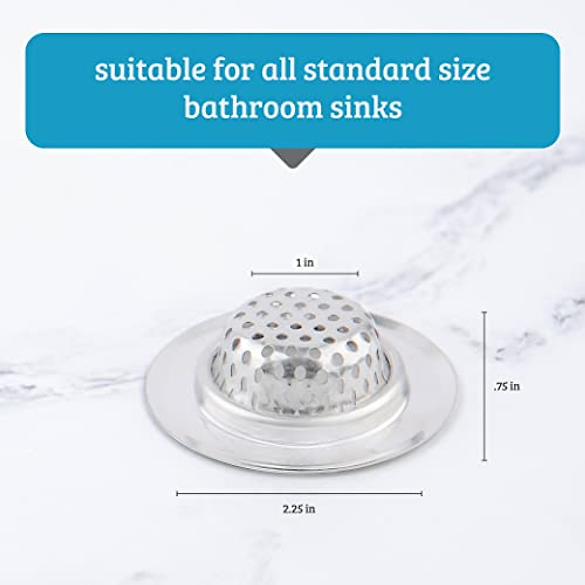Bathroom Sink Strainer Basket - Rust Free Stainless Steel Lavatory Sink Drain Strainer - 2 Pack Shower Drain Hair Catcher 2.25 Inch Diameter for Utility, Laundry, RV Small Kitchen Sink Drains