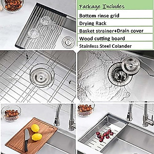 25 Inch Undermount Kitchen Sink Stainless Steel -Wesliv 25x19 Inch Undermount Workstation Kitchen Sink 16 Gauge Deep Single Bowl Undermount Kitchen Sink with Cutting Board