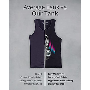 INTO THE AM Mystic Geisha Graphic Tank Tops for Men - Premium Summer Sleeveless Beach Fashion Men's Tank Tops (Navy, Large)