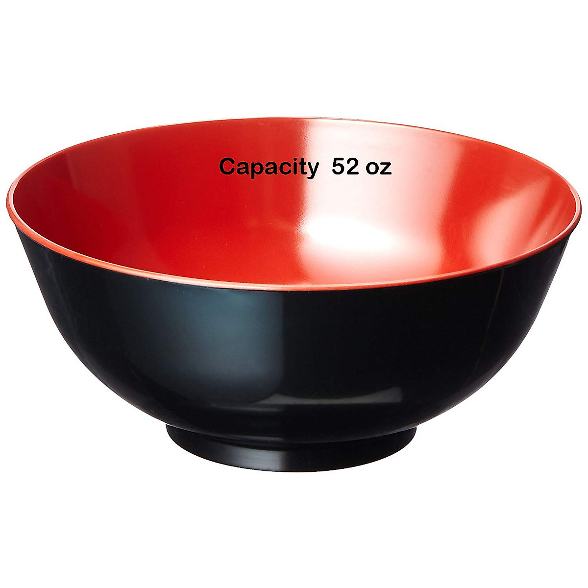 JapanBargain 2396x2, Japanese Style Plastic Black and Red Color Large 52 oz Ramen Bowls for Udon Pho Noodles Soup Cereal Pasta, Pack of 2