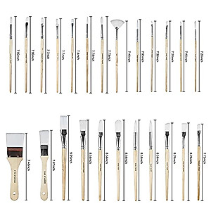 Paint Brushes Set of 24 Pieces Wooden Handles Brushes with Canvas Brush Case, Professional for Oil, Acrylic and Watercolor Painting