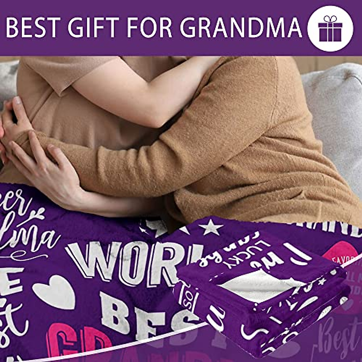 Shanfeirui Grandma Gift, Grandma Blanket, Gifts for Grandma from Granddaughter, Grandma Blanket from Grandkids, Best Grandma Gift, Gifts for Grandma from Grandson Throw Blanket 60" x 50”