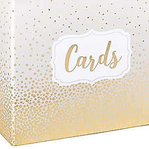 Hallmark 10" Elegant Card Receiving Box (Pearl and Gold Dots) for Weddings, Graduations, Retirements, Birthdays, Open Houses, Anniversaries