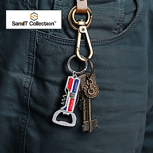 Multifunctional Bottle Opener Keychain Corkscrew Keychains - Dominican Republic Flag - Set of 3