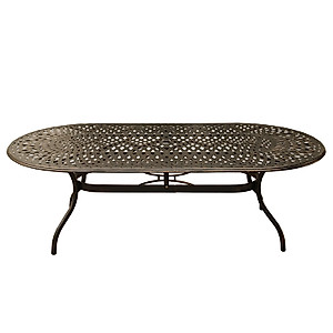 Oakland Living Contemporary Modern Mesh Lattice 95 inch Bronze Oval Ten Chairs Outdoor Aluminum Patio Dining Set, Large