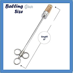 DDP Balling Gun Livestock Bolus Boluses Capsule Small Large Animal 17" Veterinary Stainless Steel Medication Pill Pusher Sheep Cattle Horse Cow Sheep Calf Colt 1" Diameter Plastic Vinyl Head Spring Cl