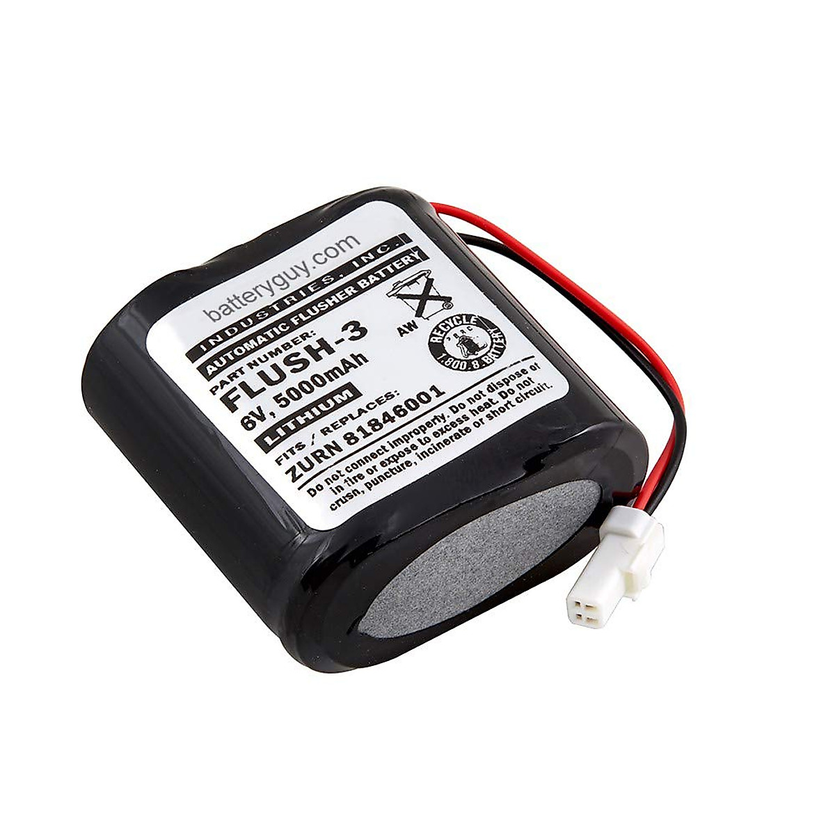 BatteryGuy Zurn 81846001 Lithium Replacement 6V 5000mAh Lithium Flush Valve Battery Brand Equivalent