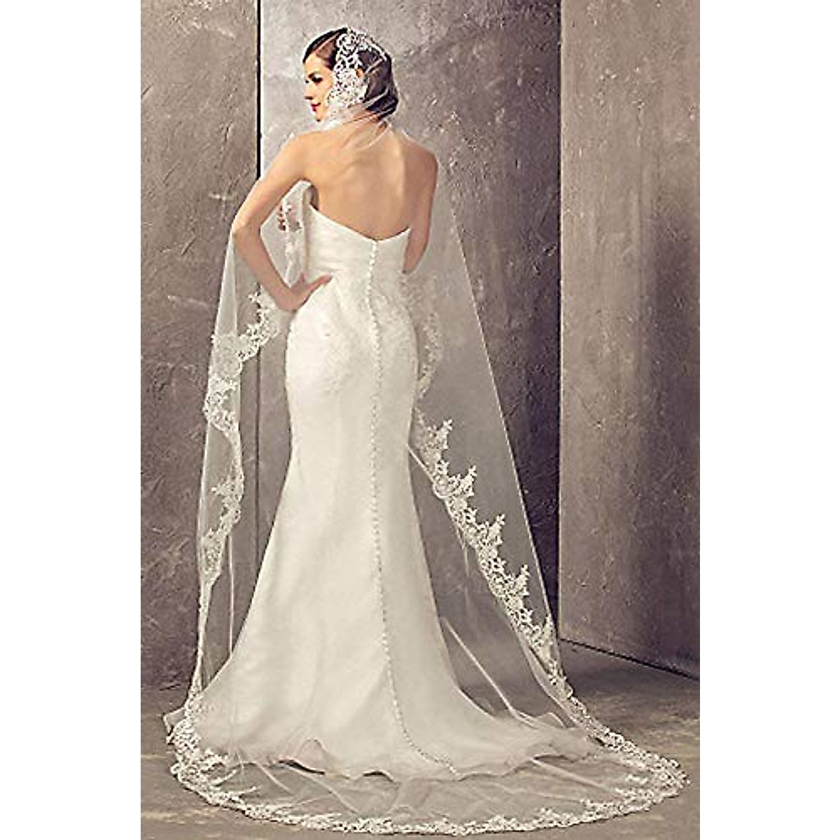 Babyonline Lace Edge Cathedral Length Wedding Bridal Veil,White