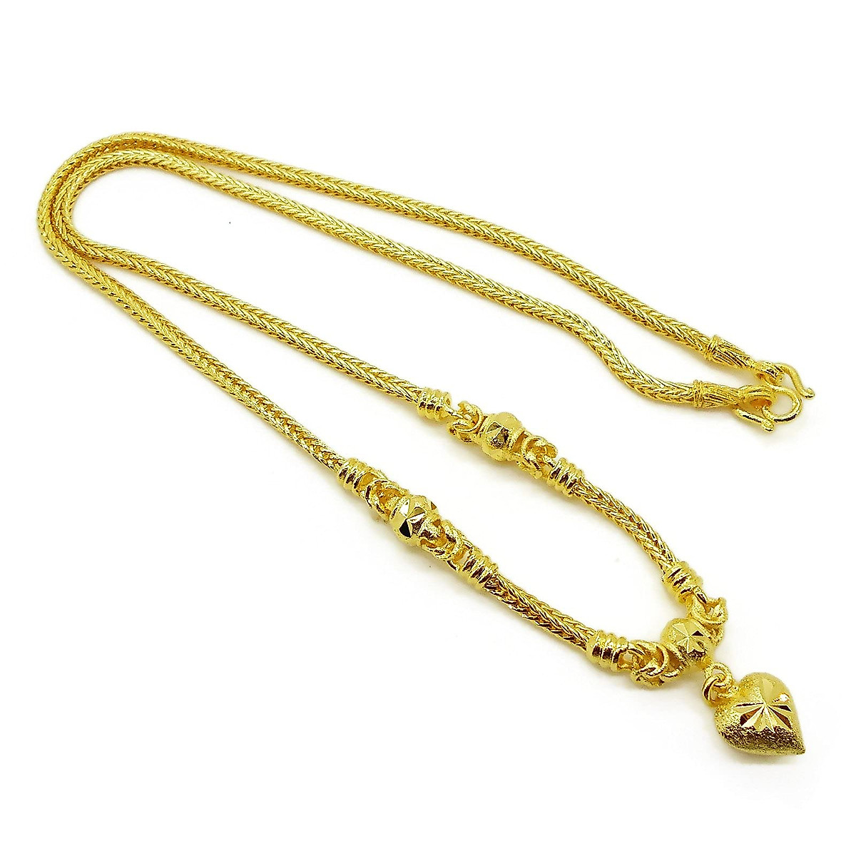 Chain 24k Thai Baht Yellow Gold Plated Filled Necklace Jewelry Women 20" Pendant Heart