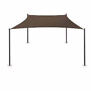 E&K Sunrise Reinforcement Large Sun Shade Sail 24' x 24' Rectangle Heavy Duty Strengthen Durable Outdoor Garden Canopy UV Block Fabric (260GSM)- - Brown