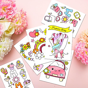 Fancy Land Color Your Own Mother's Day Cards for Kids Classroom Crafts Mom's Day Greeting Cards with Envelopes for DIY Birthday Gifts School Activities Party Favors Supplies 12Pcs