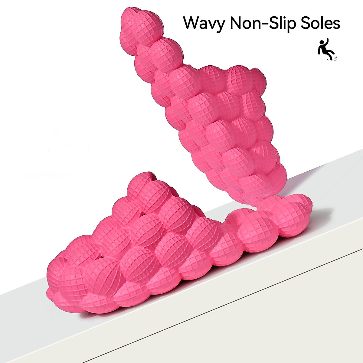 ASONGMAKE Womens Massager Slippers,Funny Bubble Unisex Super Soft Sandals Mens Breathable Beach Slides,Bath Shower Slippers Bedroom Spa House Sandals Rose Red39-40