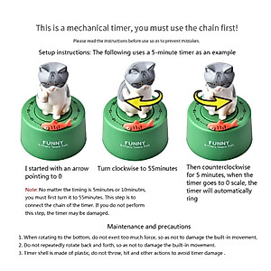 Cute Kitchen Timer, 60 Minute Visual Countdown Timer Mechanical Movement for Cooking for Studying (RB576 Green)