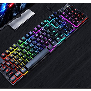 No/Brand Gaming Keyboard, Wired Keyboard with Mouse Combo, Gaming Player Kit with LED-Backlit Keyboard, Silent Gaming Mouse Kit for PC Laptops
