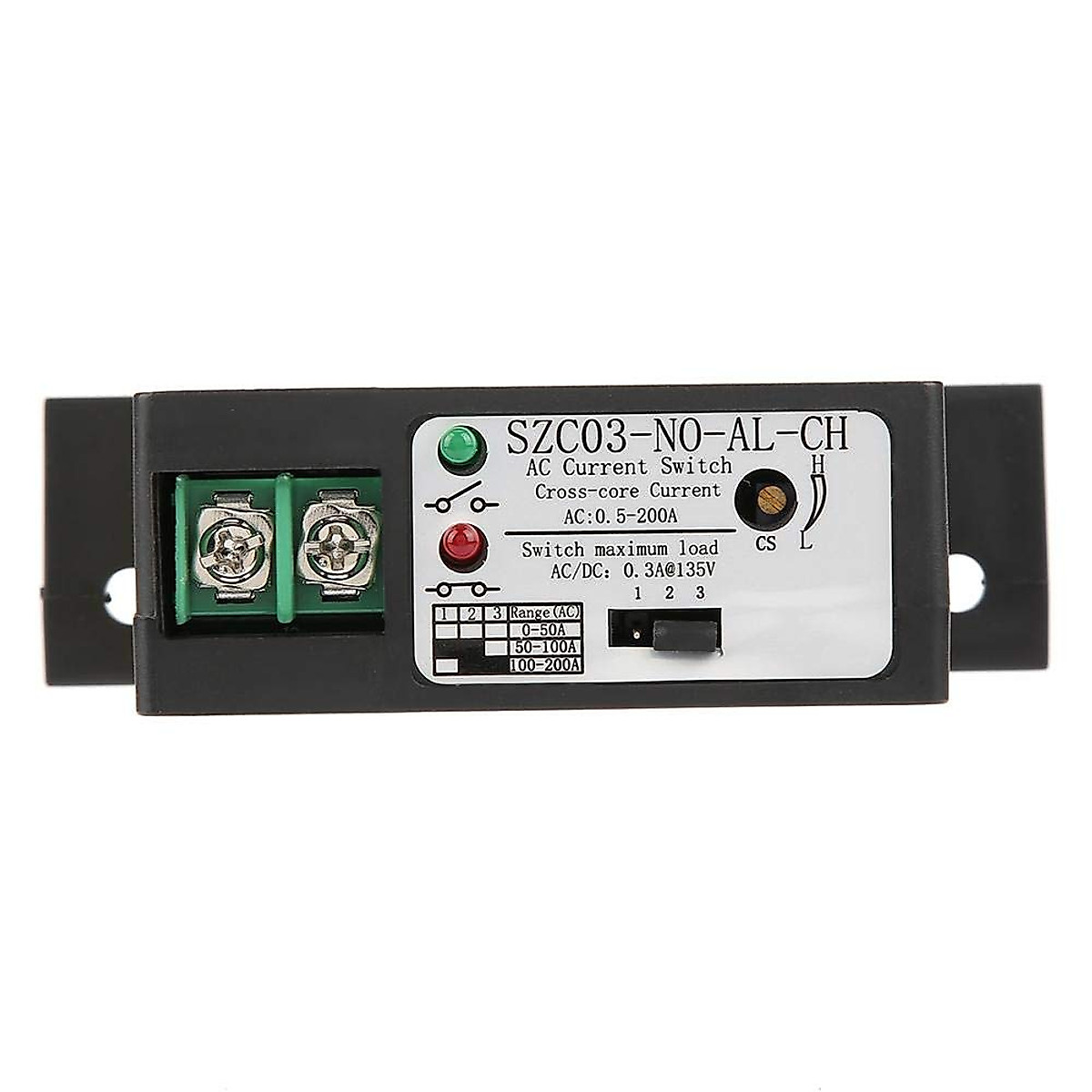 Akozon Current Sensing Switch Normally Open Current Sensing Switch Adjustable AC 0.5-200A SZC03-NO-AL-CH