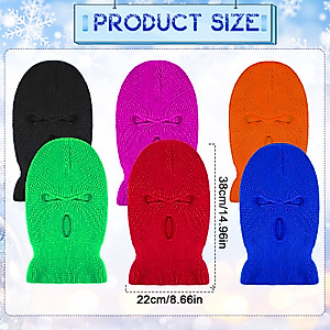 Geyoga 6 Pieces 3 Hole Balaclava Ski Winter Knitted Full Face Cover for Outdoor Sports (Bright Colors)