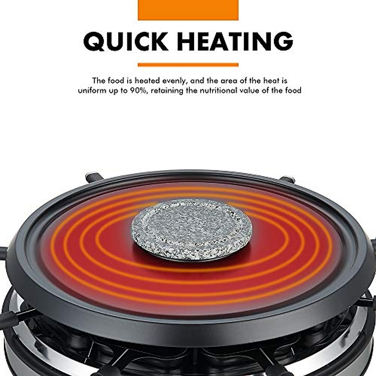 GIVENEU Electric Fondue Pot Sets with Barbecue Grill, 600ml Fondue Pot with 8 Forks and Electric Raclette Barbecue Grill, Dual Adjustable Thermostats, Perfect Fondue Grill Combo for Family Fun