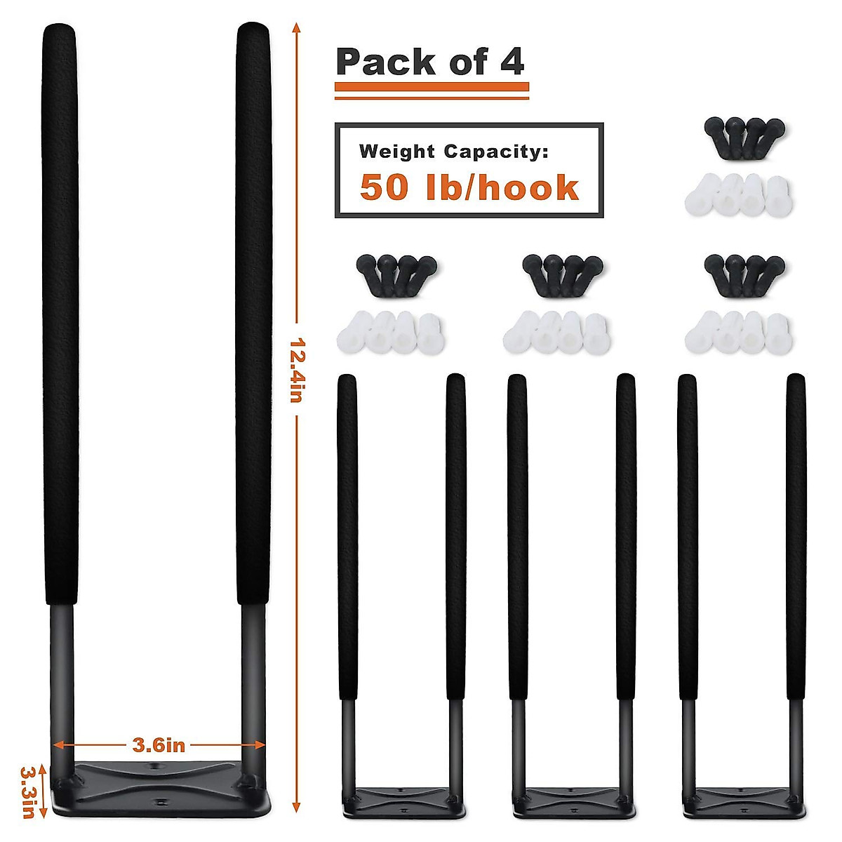 Wallmaster Wall Mounted Hanger 4-Pack Heavy Duty Rack Garage Storage & Garage Storage Tool Organizer System Heavy Duty Tools