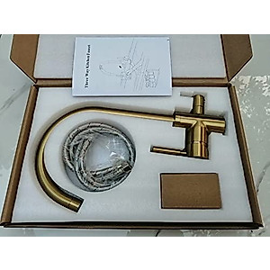 Techzm Tri Flow Water Filtration Kitchen Faucet 3 Way Water Filter Taps Brushed Golden