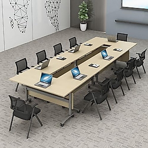 Flip Top Mobile Training Table, Foldable Computer Table for Conference Rooms,Training,Media Centers,Classrooms,(Excluding Chairs) (Color : B, Size : 120 * 40 * 75cm)
