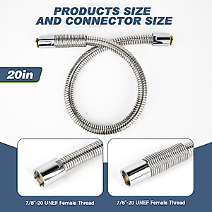 20" Commercial Sink Sprayer Hose,Stainless Steel Flexible Sink Hose for Commercial Kitchen Sink Faucets,No Deformation Pre-rinse Sprayer Hose