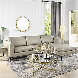 Jennifer Taylor Home S66101-R-U024 Sofa Sectional, Dove Gray Faux Leather