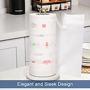 NearMoon Paper Towel Holder Countertop, Sturdy Kitchen Paper Towel Stand Dispenser-All Metal, Standard or Jumbo-Sized for Kitchen Countertop,Farmhouse, Living Room (Marble Base, Gold)