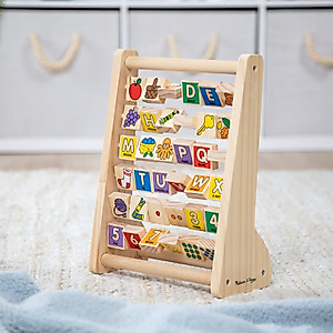 Melissa & Doug ABC-123 Abacus - Classic Wooden Educational Toy, 2 + years With 36 Letter and Number Tiles