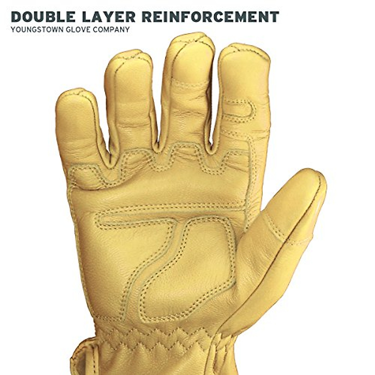 Youngstown Glove Ground Double Layered Leather Work Gloves For Men - Arc Rated, Puncture Resistant - Tan, Medium