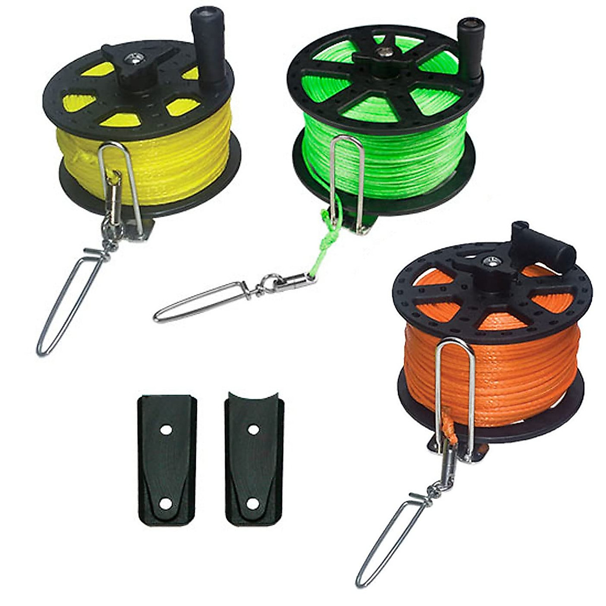 MAKO Pro Series Speargun Reel with Reel Line (1.75mm High Vis Yellow Reel Line, 50 Meter (Flat Mount))