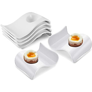 Ceramic Egg Cup, Set of 4 Porcelain Egg Cup for Soft Boiled Egg with Egg Topper Cutter Egg Holder Set for Breakfast, Kitchen, Decorative